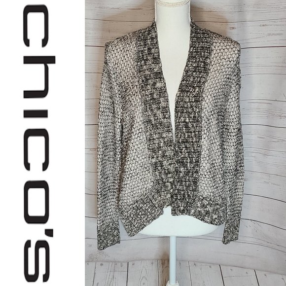 Chico's | Sweaters | Chicos Brylee Cardigan Sweater Open Front Black ...